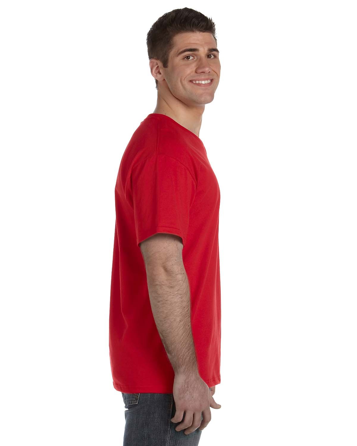 Fruit of the Loom Mens Heavy Cotton HD V-Neck T-Shirt (39VR) -True RED -M