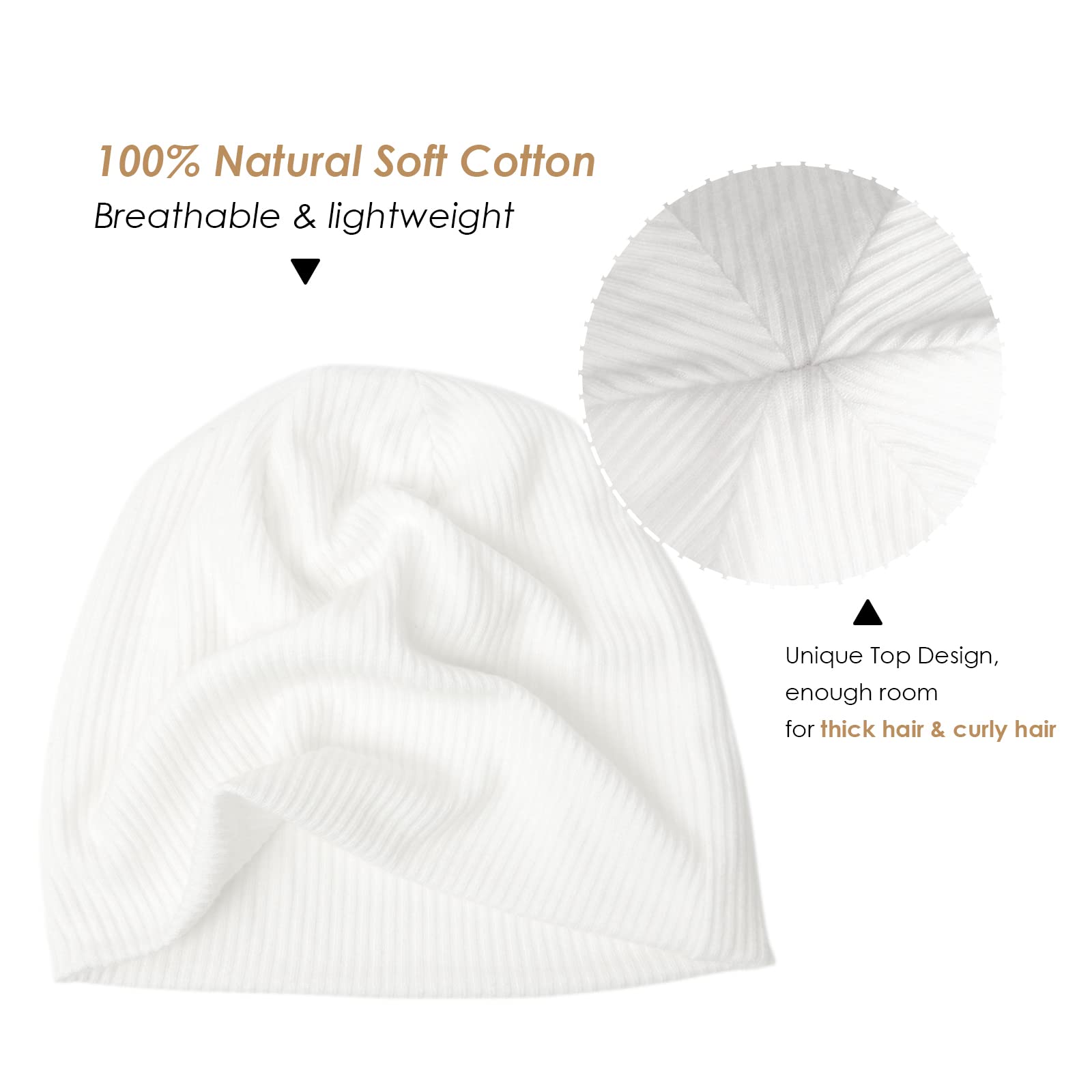 FURTALK Slouchy Beanie Hat for Women Men Cotton Lightweight Summer Beanies Soft Skull Cap Thin Knit Hat White