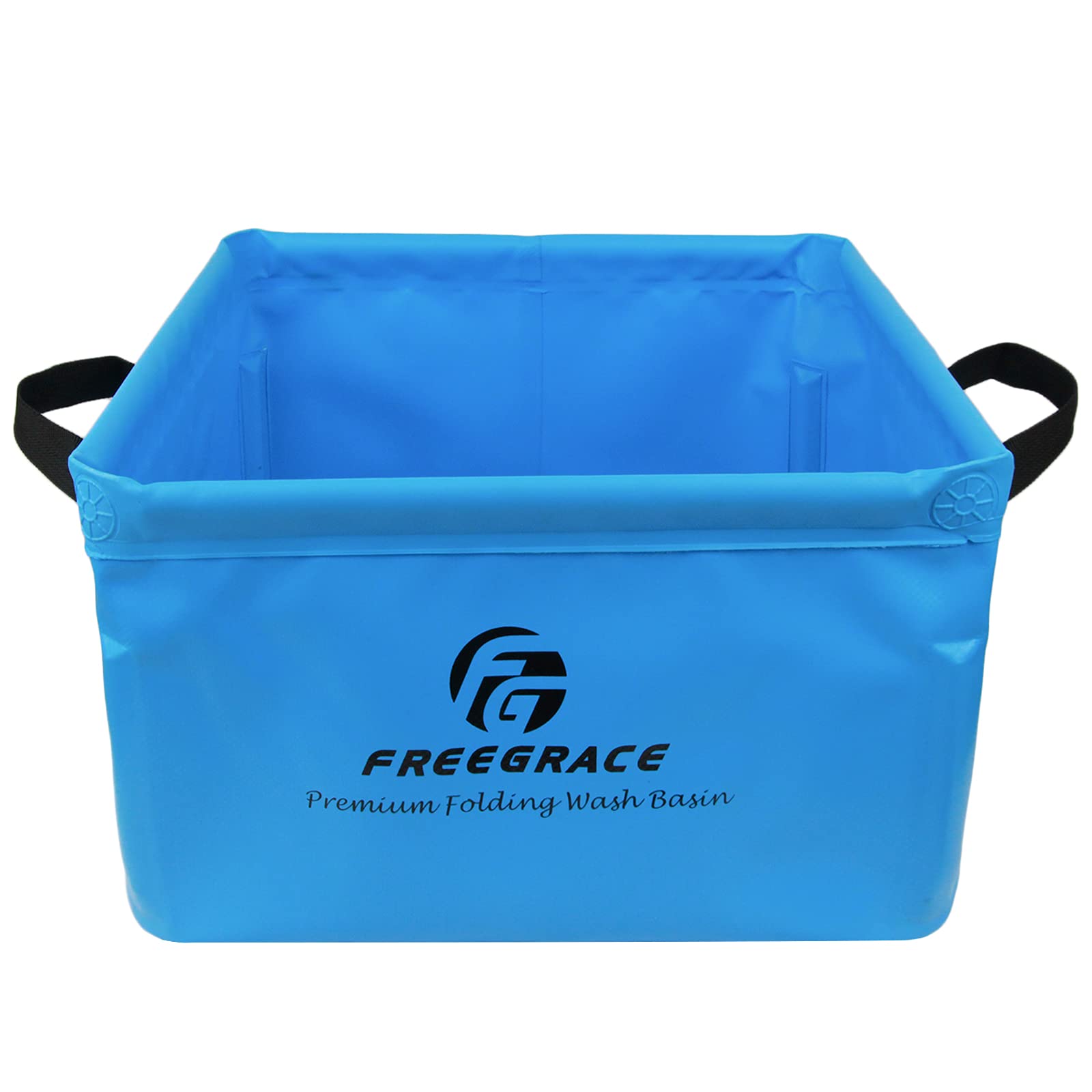 Freegrace Folding Wash Basin - Premium Collapsible Water Sink Container - Lightweight & Durable - Wash Dishes Everywhere - Suitable for Camping & Outdoor Activities (Blue)