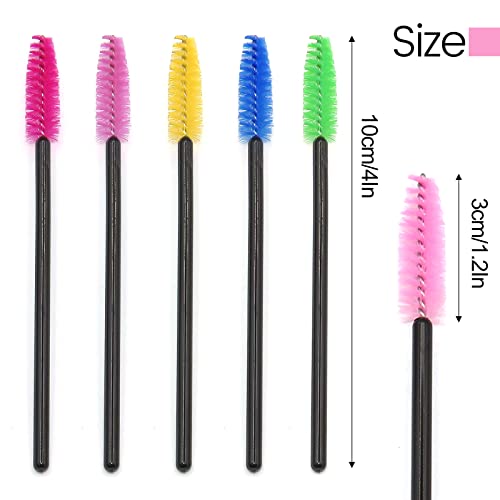 GreenLife 100 pcs Multicolor Disposable Eyelash Brush Eyebrow Brush Mascara Wands Applicator Makeup Brush