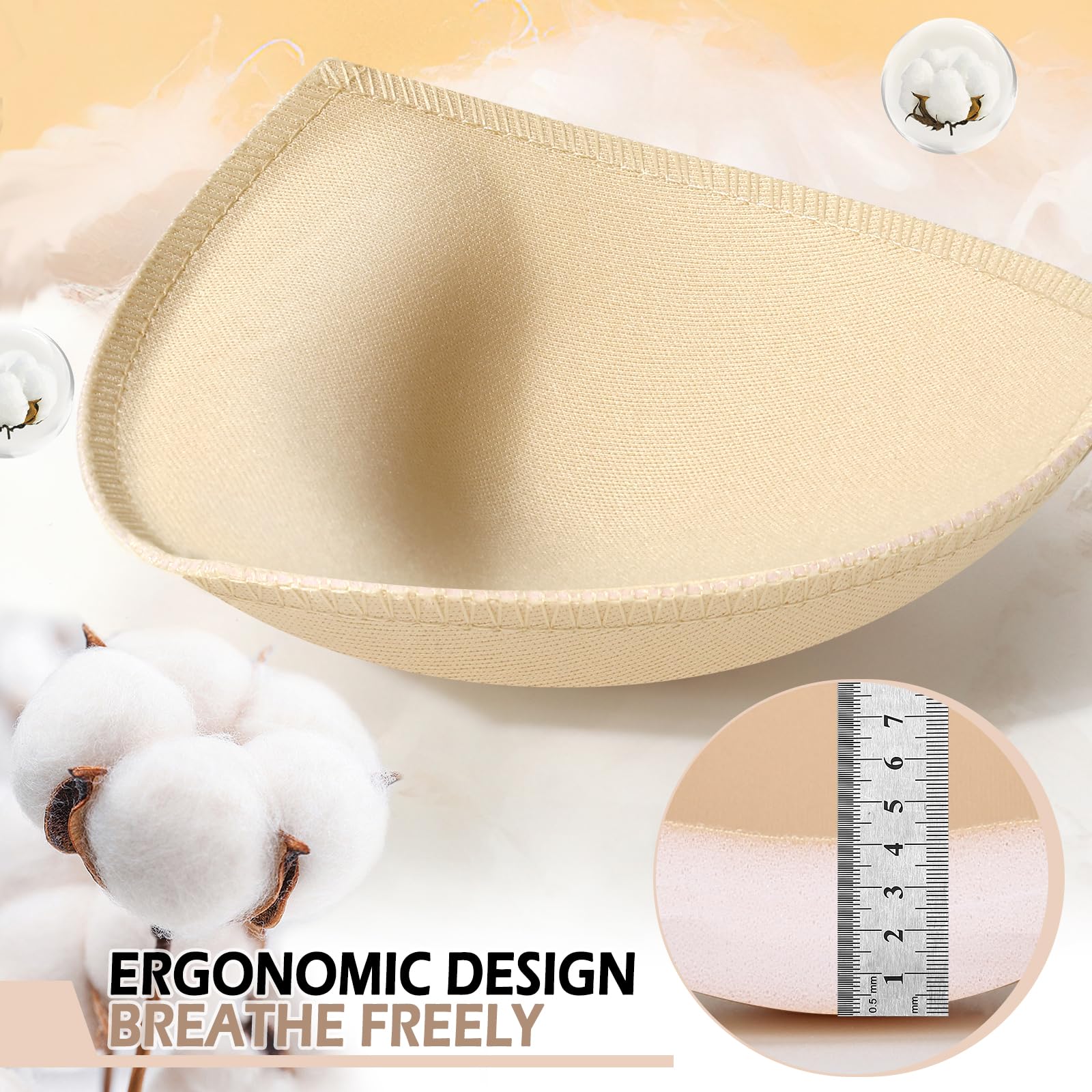 Fypxd 6 Pairs Removeable Bra Pads Inserts Push up for Sport Bra and Bikini Tops Beige