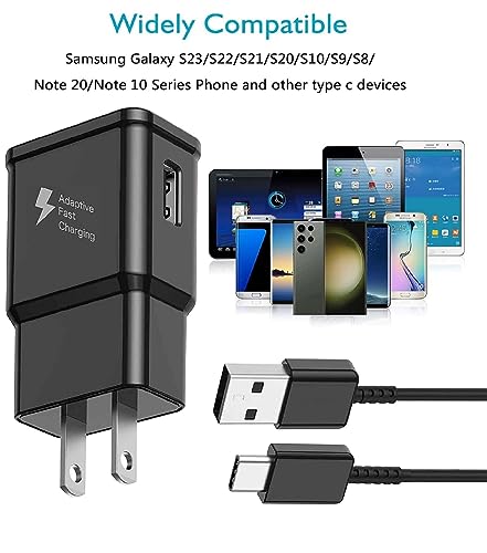 Samsung Charger Type C Charger Fast Charging USB C Fast Charger for Samsung Galaxy S20/S20 Plus/S10/S10 Plus/S10e/S21/S21+/S21Ultra/S9/S9 Plus/S8/S8 Plus/Note 8/9/10/20/S22/S23 with 6.6ft Type C Cable