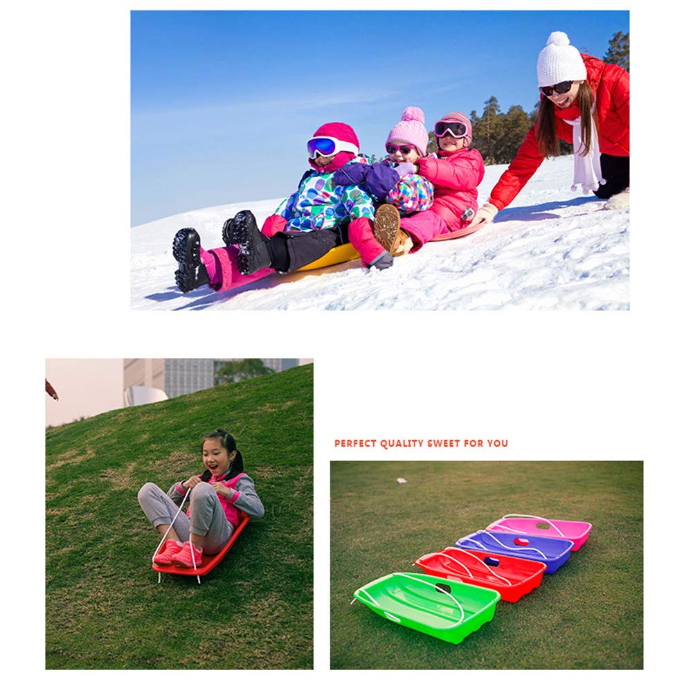 GREENWISH Downhill Sprinter with 2 Handles Pull Ropes - Heavy Duty Toboggan Snow Sled - Portable Plastic Unisex Pull Sled Sand Grass Skiing Fun Snowboard for Kids and Adult