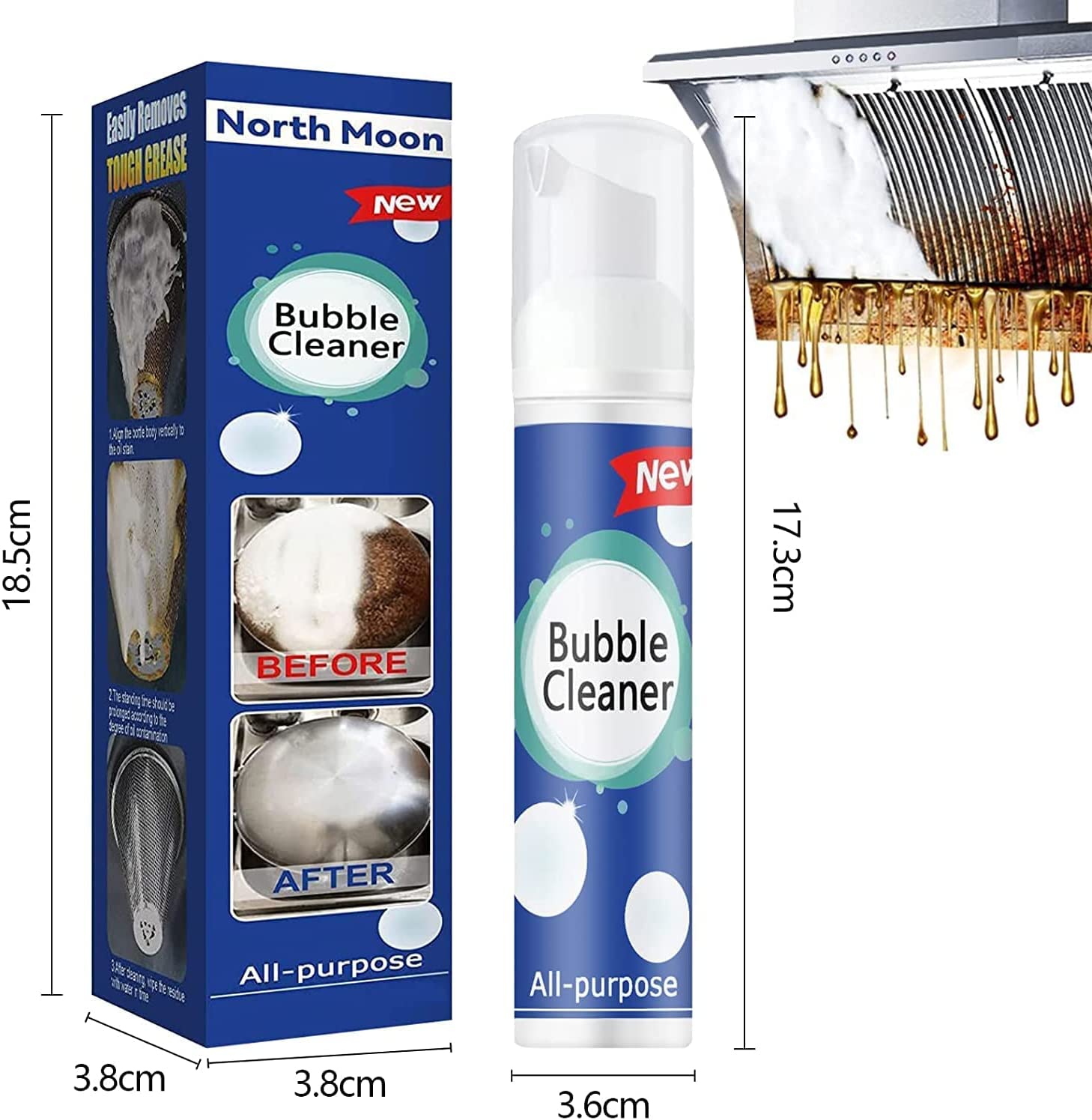 Foaming Heavy Grease Cleaner,, Kitchen Power Stain Remover Foam Cleaner, Stubborn Grease Stain Remover Spray,All Purpose Foam Cleansing Foam Spray,Solid Grease & Stain Remover No Rinse Cleaning Spray (100ml, 2 Pack)