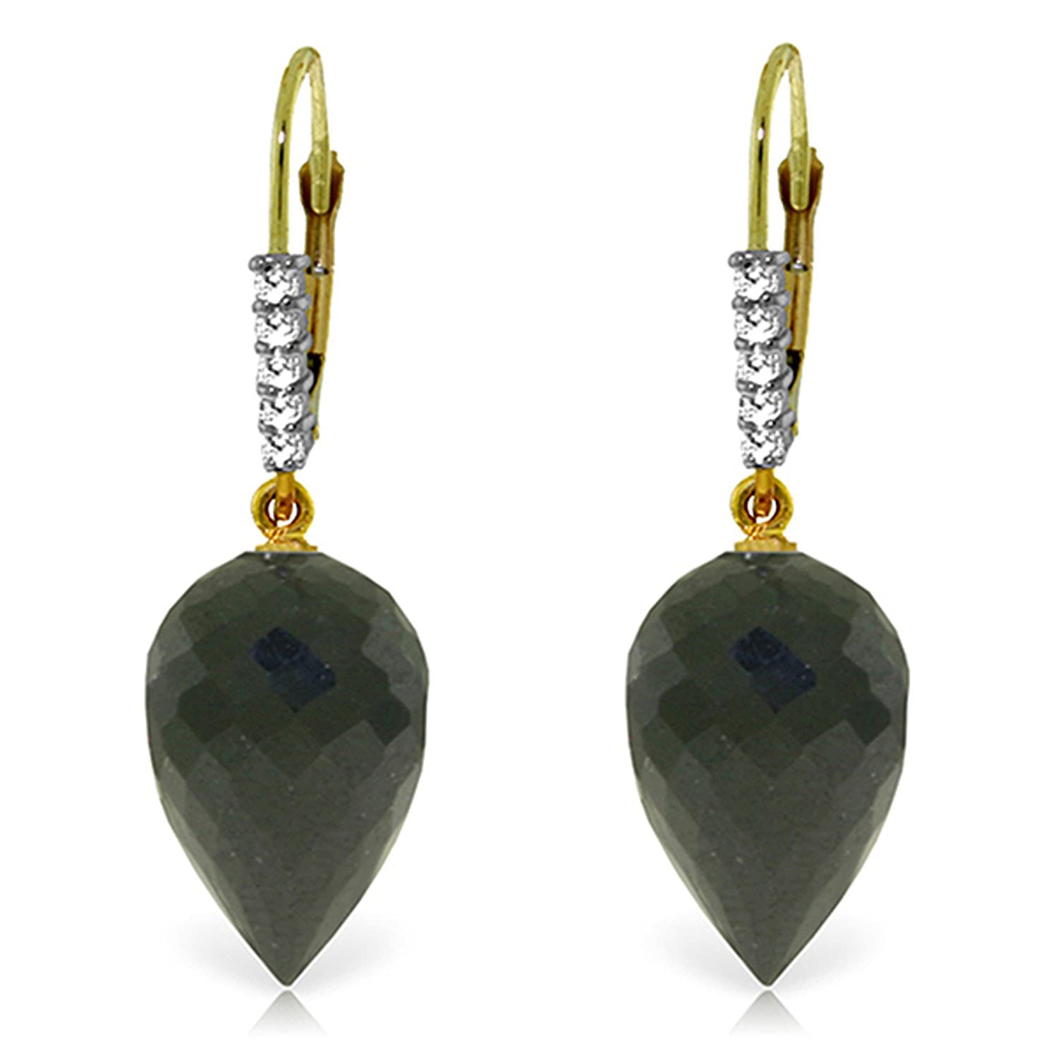 Galaxy Gold GG 14k Yellow Gold Earrings with Drop Briolette Black Spinels and Diamonds