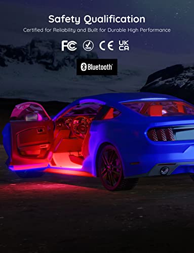 Govee Car Interior Lights, Car Led Lights with APP Control, Music Sync with 7 Scene Modes and 16 Million Colors, 2 Lines Design RGB Under Dash Car Lighting with Car Charger, DC 12V