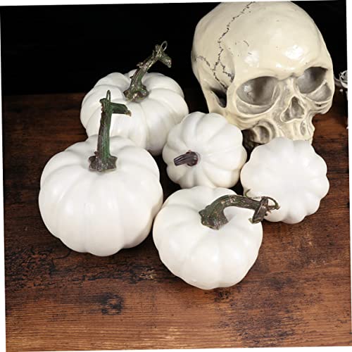 Garneck 18 Pcs Home Decor White Pumpkin DIY Pumpkin Simulation Pumpkin Mold Fake Pumpkin Dining Table