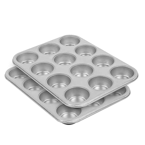 G & S Metal Products Company Baking with G&S Set of Two Heavy Duty 12-Cup Muffin Pans, Gray, 230TH