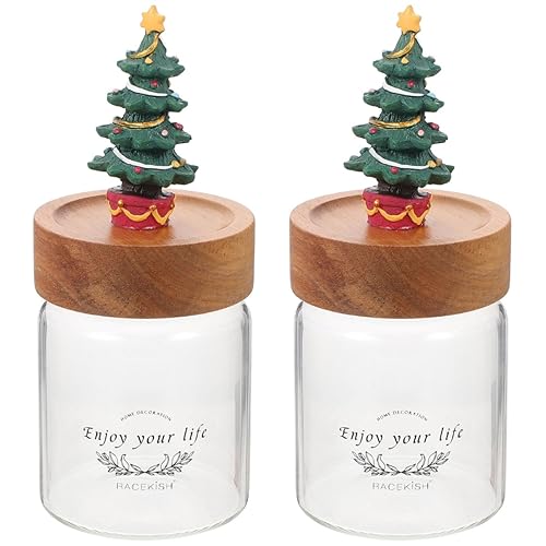 Garneck 2 Pcs Glass Storage Jar Food Storage Jars Candy Jars with Lids Containers for Food Clear Jars Cereal Container Bling Decor Sealed Container Fruit Container Snack Bowl Bulk Resin