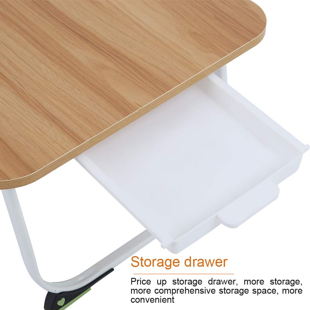 Folding Lap Desk, 23.6 Inch Portable Laptop Bed Desk Lap Desk with Cup Holder, for Working Reading Writing, Eating for Bed Sofa Couch Floor (Brown)
