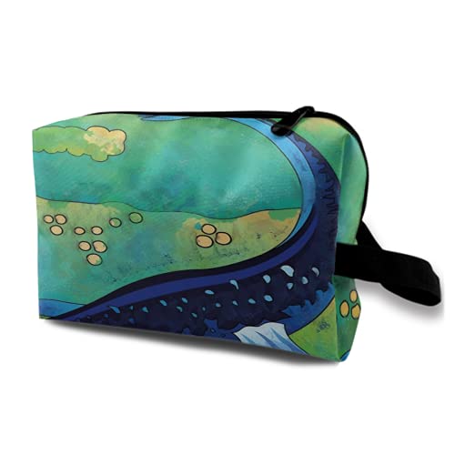 Hanging Travel Toiletry Bag,Ancient Wild Sea Creature Plesiosaurus in Its Underwater Habitat,Cosmetic Make up Organizer Hygiene Bag and Shower Organizer Waterproof