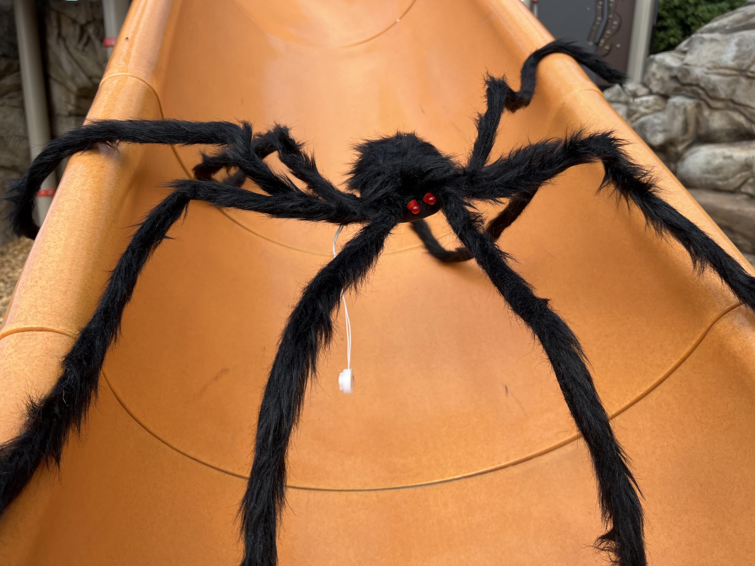 GIFTEXPRESS 52 Inch Black Spider with Eye Light-up Halloween Fluff Spider for Halloween Decoration, Horror Scene Decoration Holiday Décor Theme Party