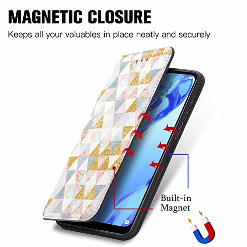 FTRONGRT Case for Tecno Spark7, with Mobile Phone Holder, Fall-Proof, Suitable for Tecno Spark7 Folding Mobile Phone Leather Protective Shell.Nordic Rhombus
