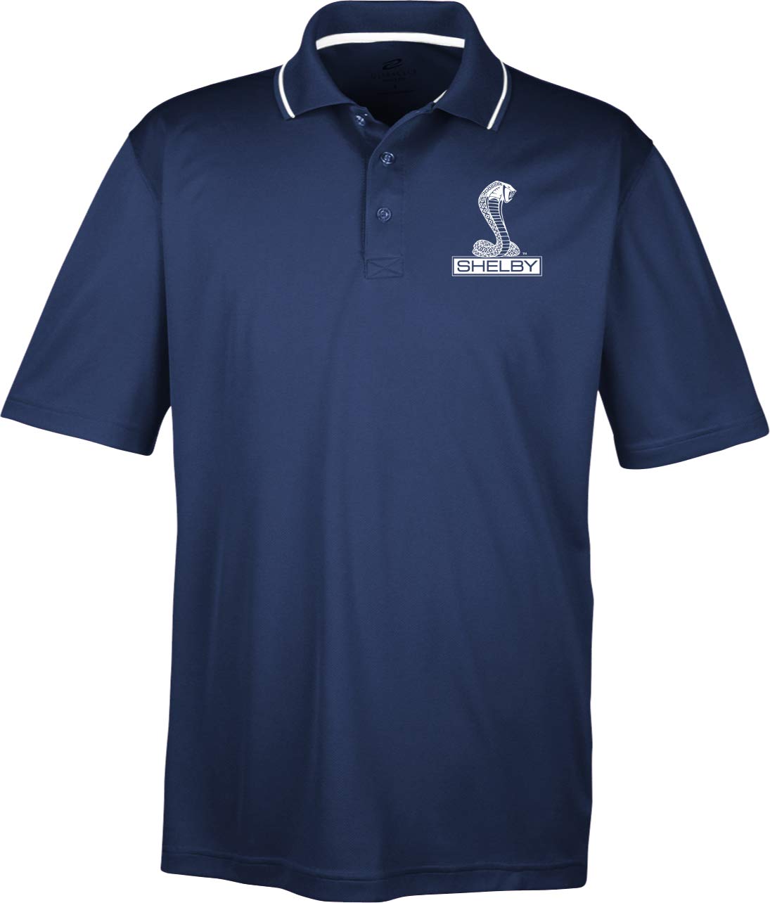 Ford Mustang Shelby Cobra Pocket Print Two Tone Polo, Navy XL