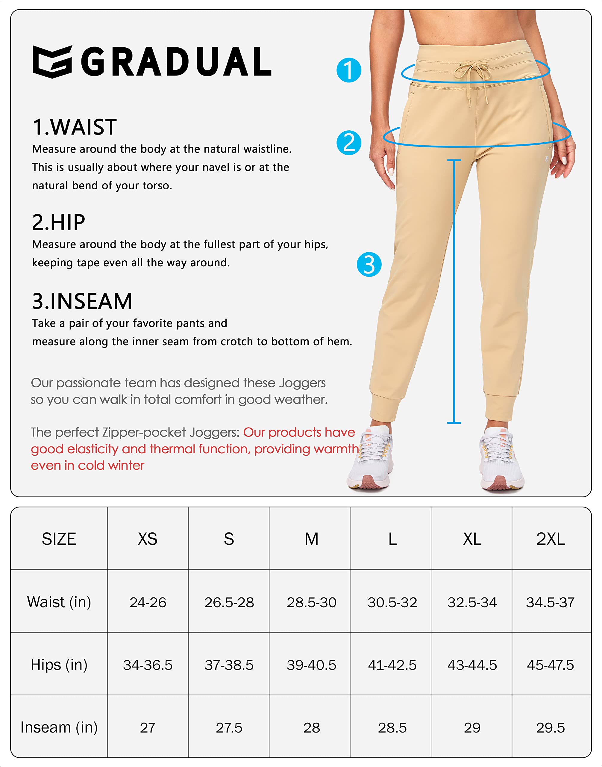 G Gradual Women's Fleece Lined Joggers High Waisted Water Resistant Thermal Winter Sweatpants Running Hiking Pockets (Black, S)