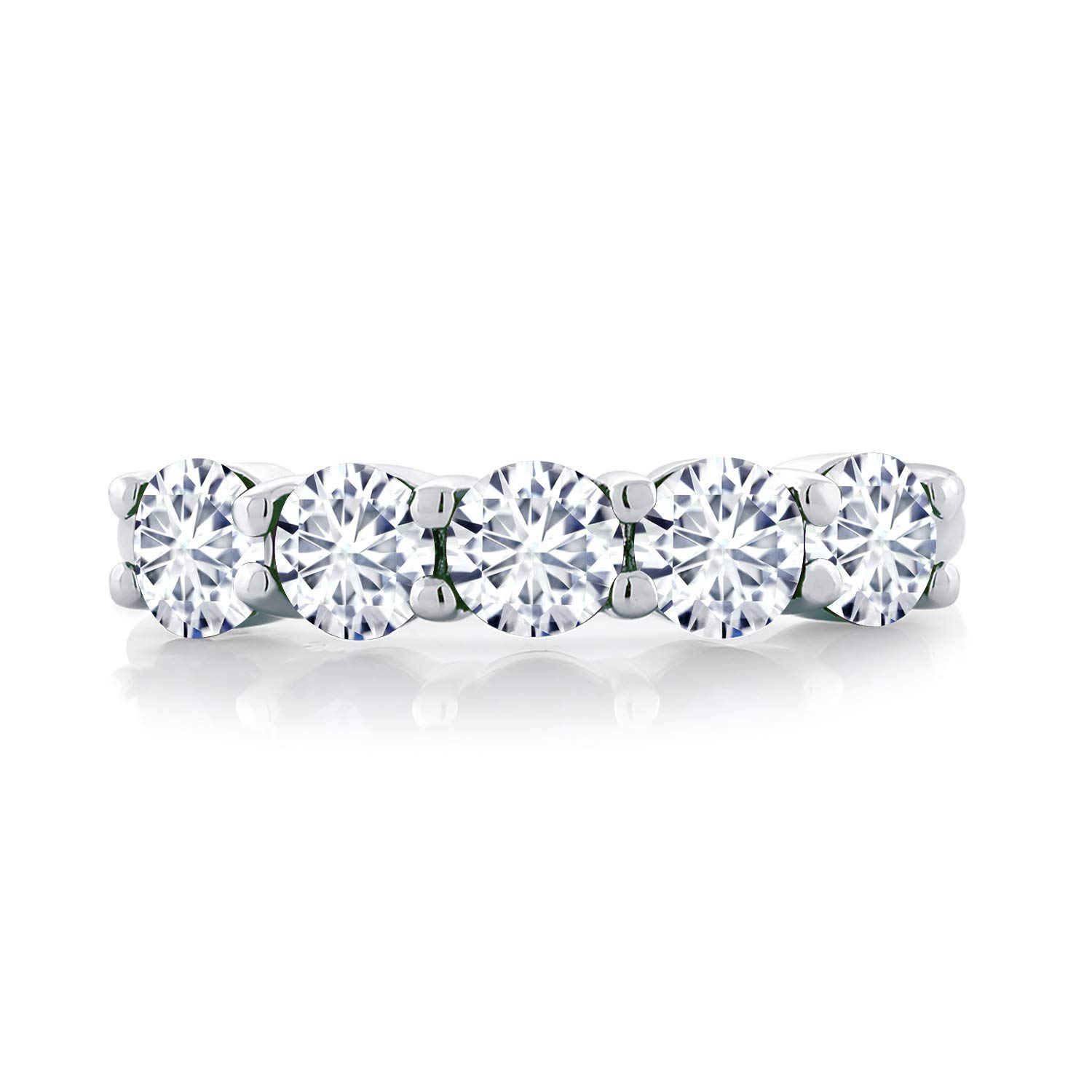 Gem Stone King 925 Sterling Silver Round G-H Lab Grown Diamond Wedding Band Ring For Women (1.35 Cttw, Available In Size 5, 6, 7, 8, 9)