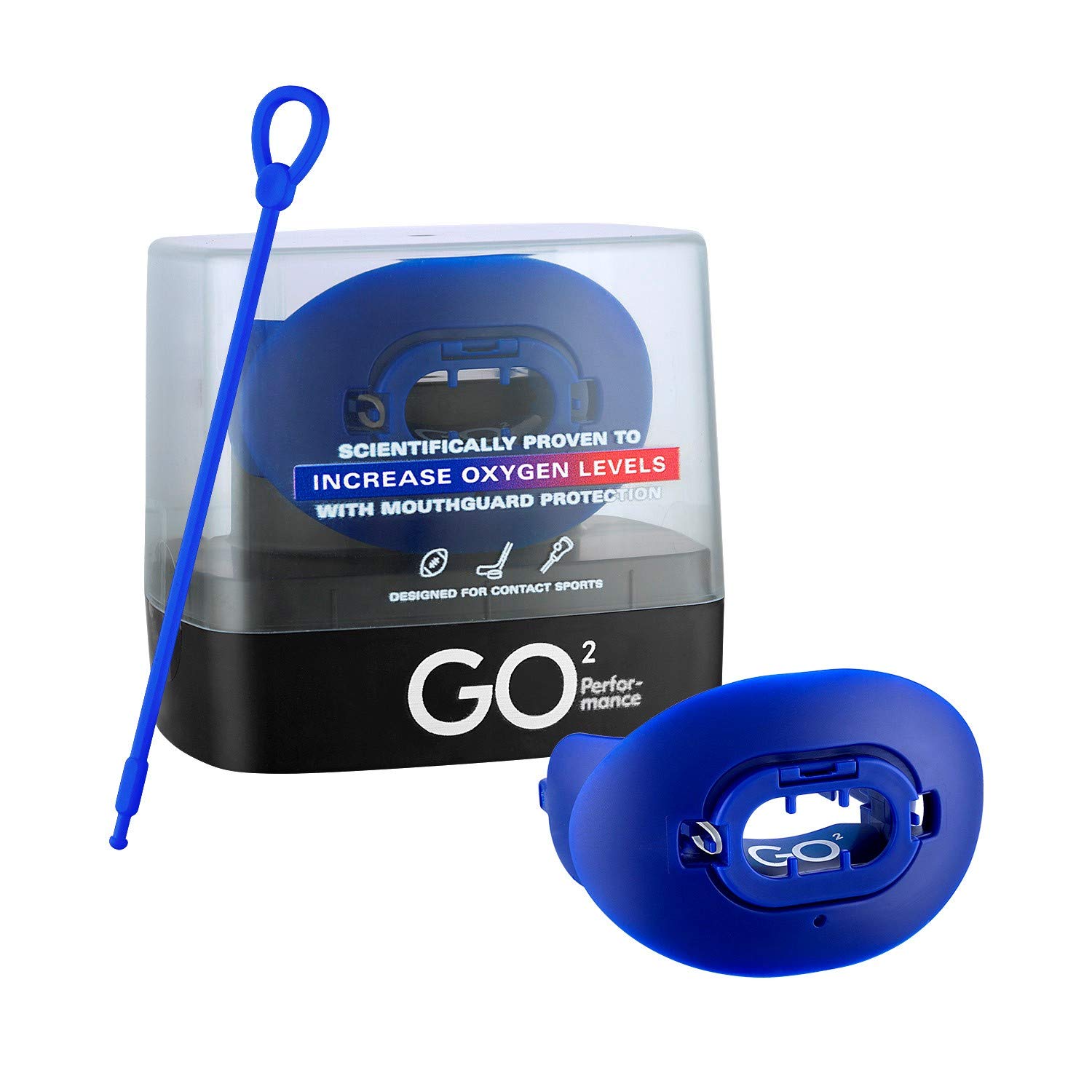 GO2 Sports Football Mouth and Lip Guard with Maximum Air Flow for Increased Oxygen and Endurance Includes Dental Warranty Made in The USA, Blue