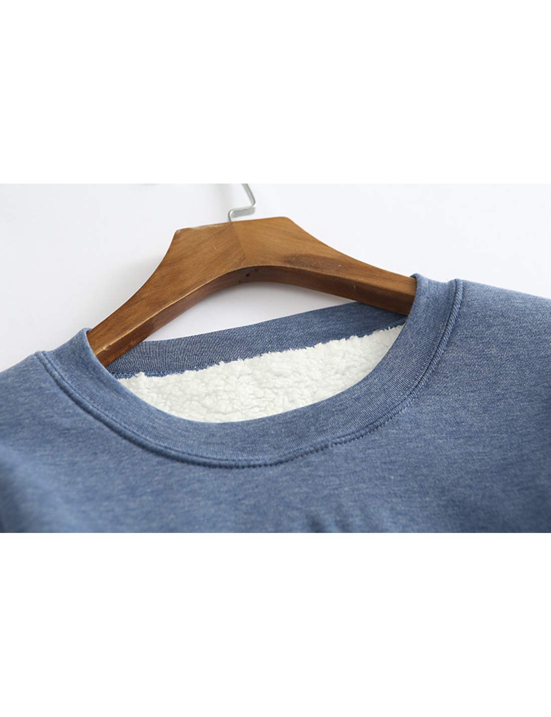 Gihuo Women's Winter Sherpa Fleece Lined Crew Neck Long Sleeve T Shirt (Blue, Large)