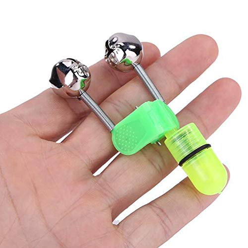 HaHawaii Twin Bells Ring, LED Light Night Fishing Lamp Luminous Stick Bell Ring Bite Alarm Accessories - Red
