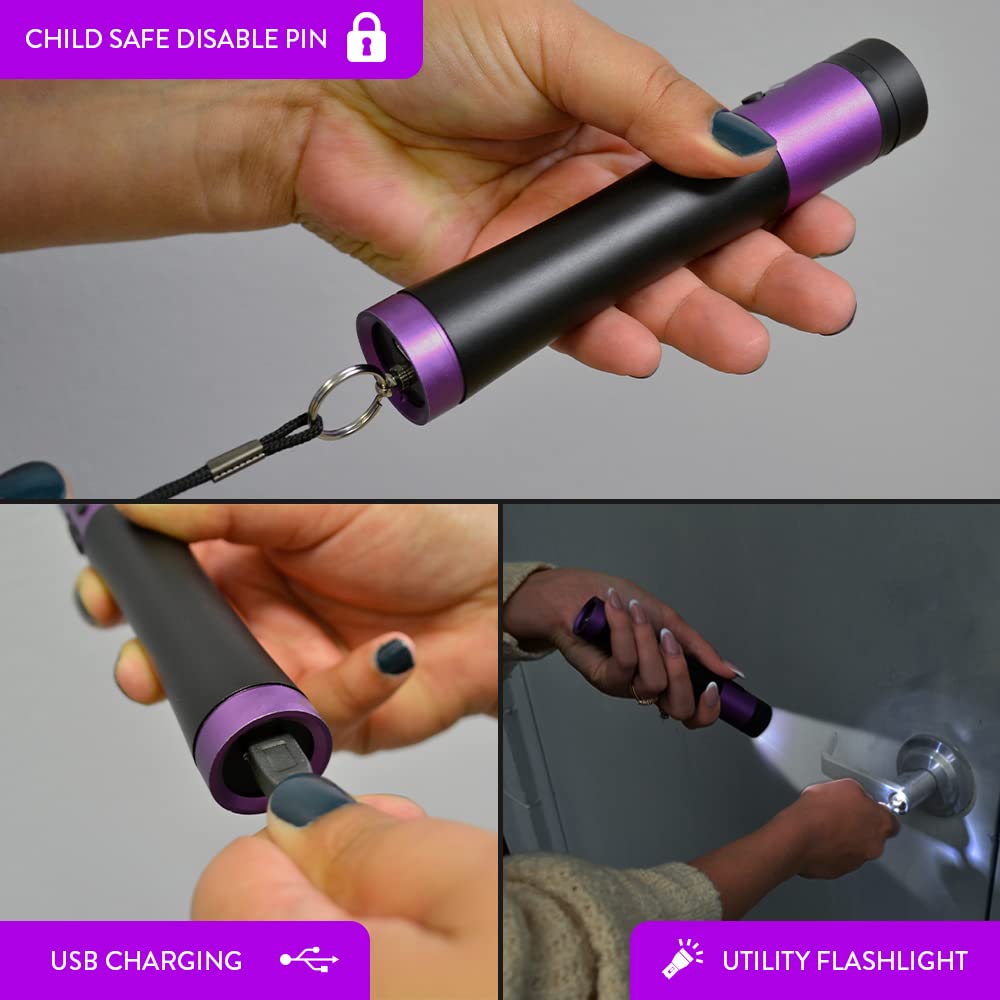 Guard Dog T-10000 Stun Gun Flashlight, Rechargeable with Safety Pin, Car Charger Included, Wrist Strap