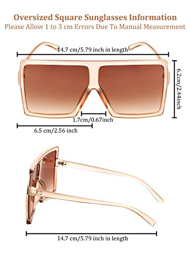 Frienda 3 Pieces Oversized Square Sunglasses Flat Top Fashion Oversized Shades for Women