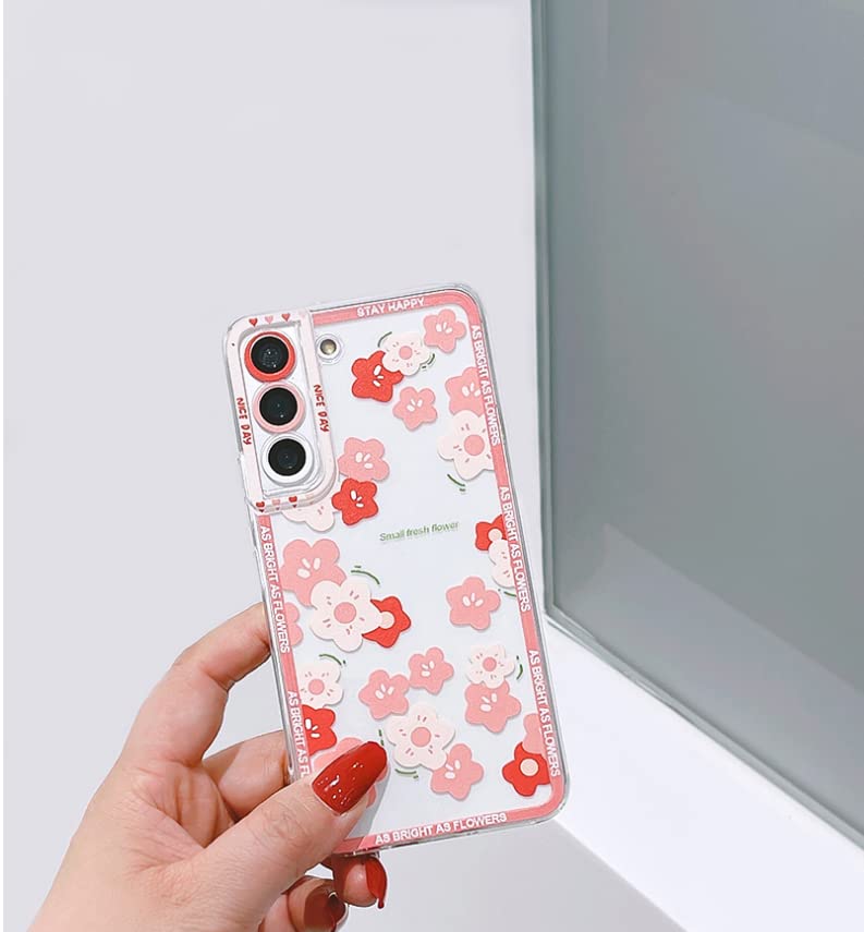 for Samsung Galaxy S22 S21 Ultra Plus FE Case Flower for Women ,Camera Protection Clear Transparent Slim Soft Cover Flora note20ultra Case for Samsung Note 20 S20 Ultra (Note20,Pink Flowers)