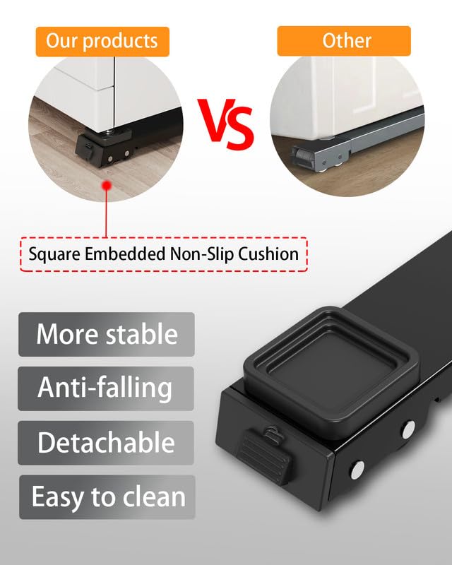 Heavy Duty Appliance Rollers,EWX Fourth Generation Extendable Appliance Rollers Adjustable Base For Washer and Dryer, Easily Move Washing Machine, Furniture,Refrigerators,Wine cooler