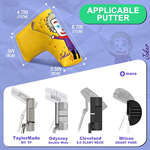 Golf Blade Putter Cover Headcover Funny Joker Putter Cover(Strong Magnetic)