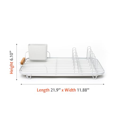 Full Circle Dish Jockey Dish Drying Rack – Space Saving Drying Rack for Kitchen Counter – Stainless Steel and Recycled Plastic Drainer with Holders for Plates, Cutlery, Pots and Pans