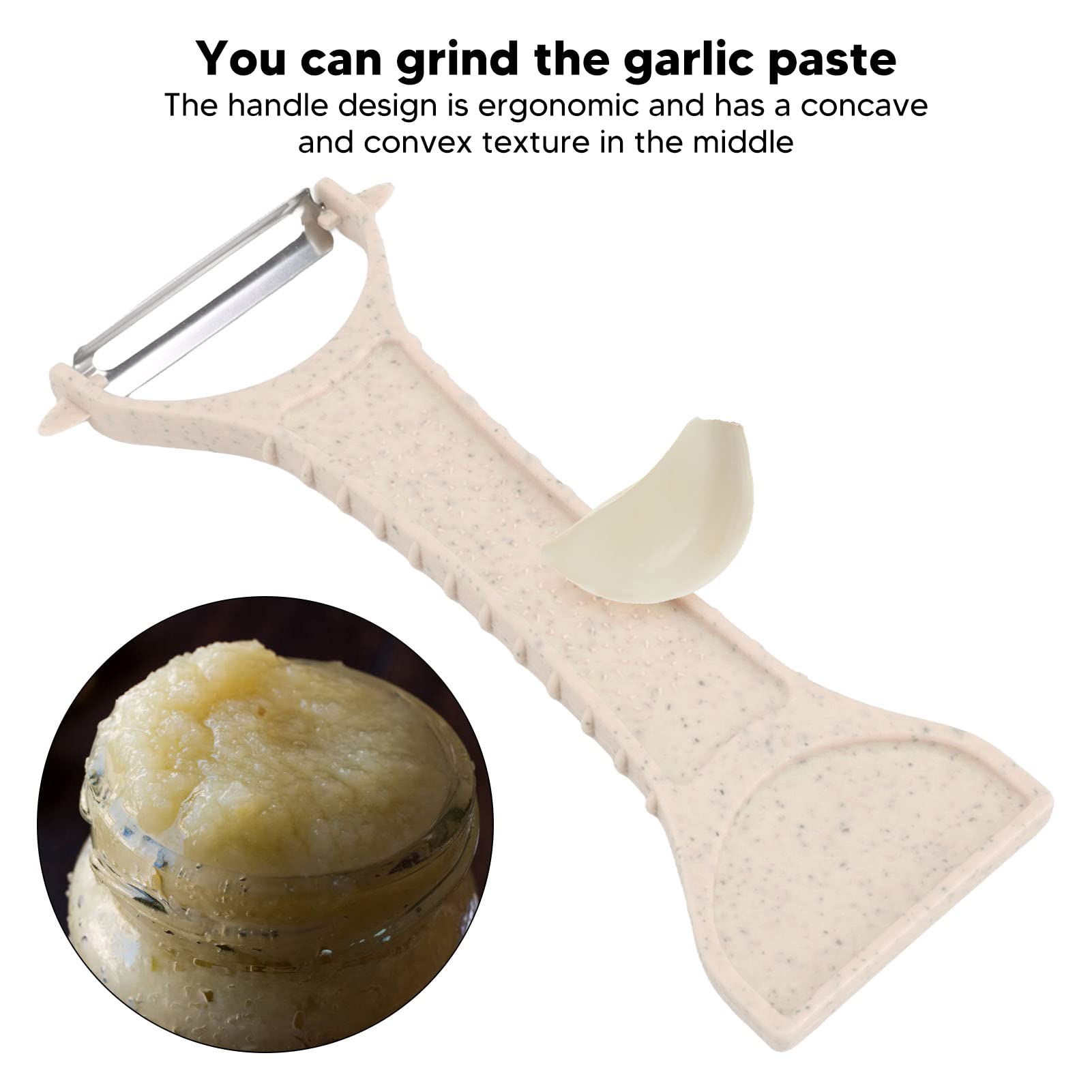 Fruit Peeler, Comfortable Handle Potato Peeling Tool Ergonomic Head Stainless Steel for Kitchen (Beige)