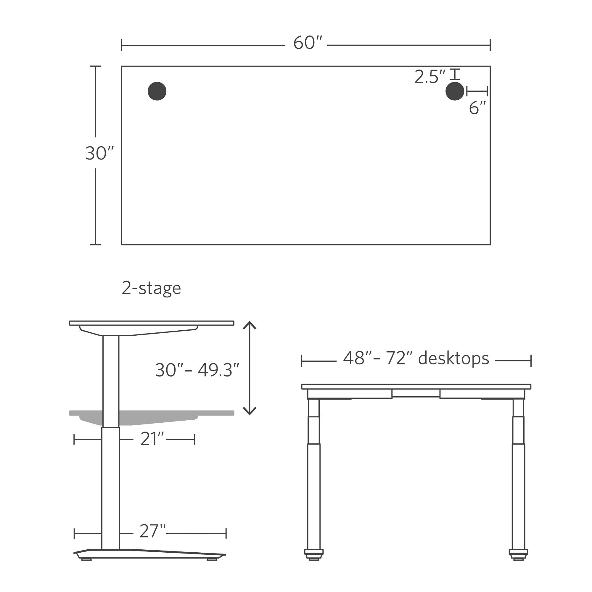 Fully Jarvis Standing Desk 60" x 30" Bamboo Top - Electric Adjustable Desk Height from 30" to 49.3" withMemory Preset Controller (Rectangle, Black Frame)