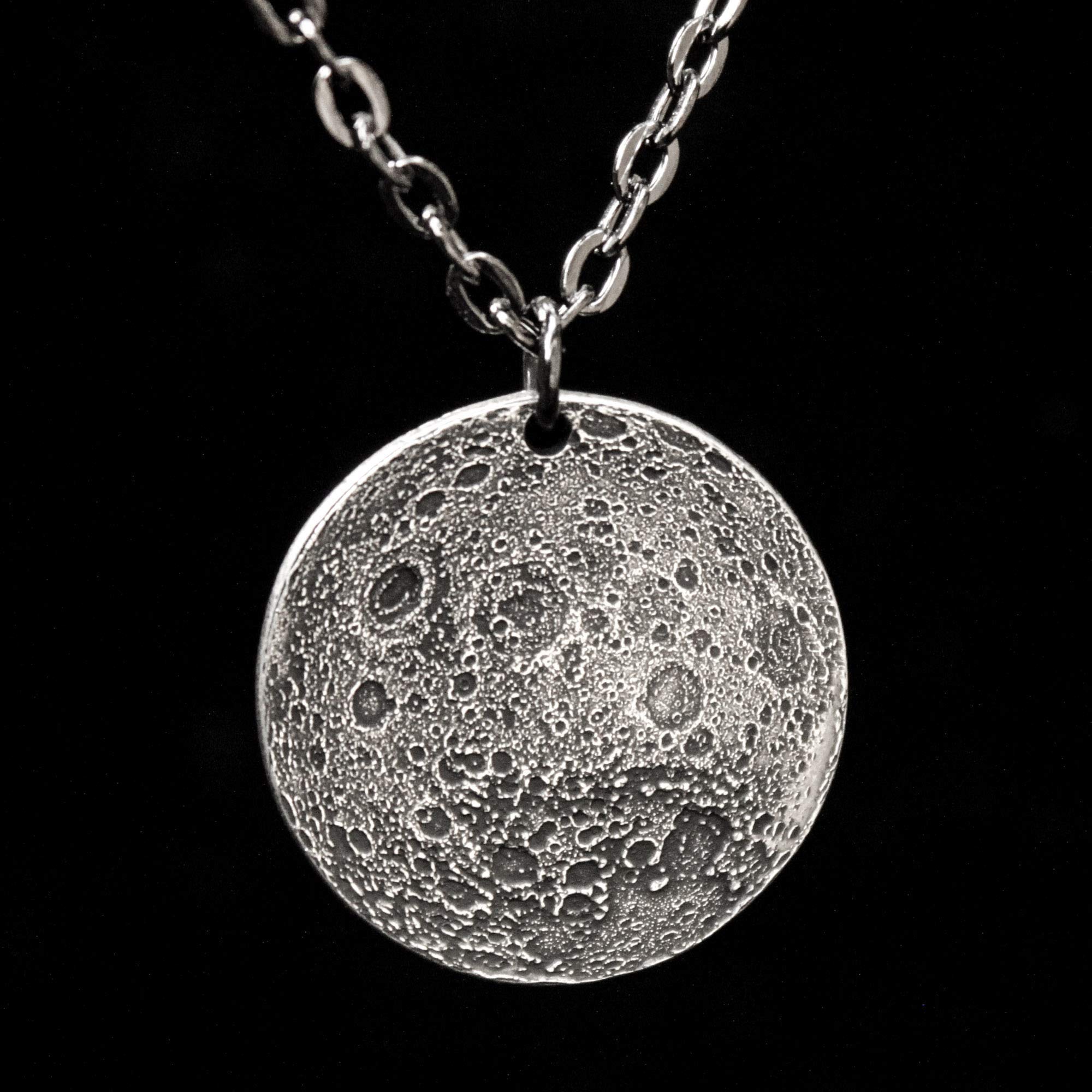 Full Moon Silver Necklace - Small | Celestial Lunar Reminder Token Pendant | Handmade by Shire Post Mint