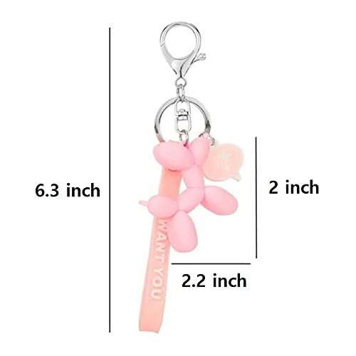 Generic Cute Dog Keychain Balloon Dog Style Keyring soft Silicon Animal Keyhook Lovely Puppy Key Holder (Sky-blue)