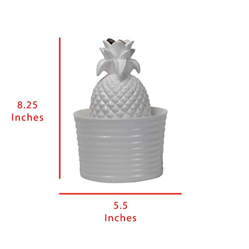 Foreside Home & Garden Pineapple Indoor Water Fountain with Pump, White