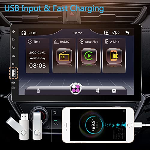Single Din Apple Carplay Car Stereo with Android Auto, podofo 9" HD Touchscreen Bluetooth Car Radio Supports FM/AM Radio Mirror Link SWC,Car Audio Receivers with Backup Camera/External Mic/USB