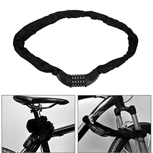 Haowecib Steel Chain Lock, Security Bike Lock High Sensitivity Universal 5-Digit for Bicycles for Motorcycles(Black)