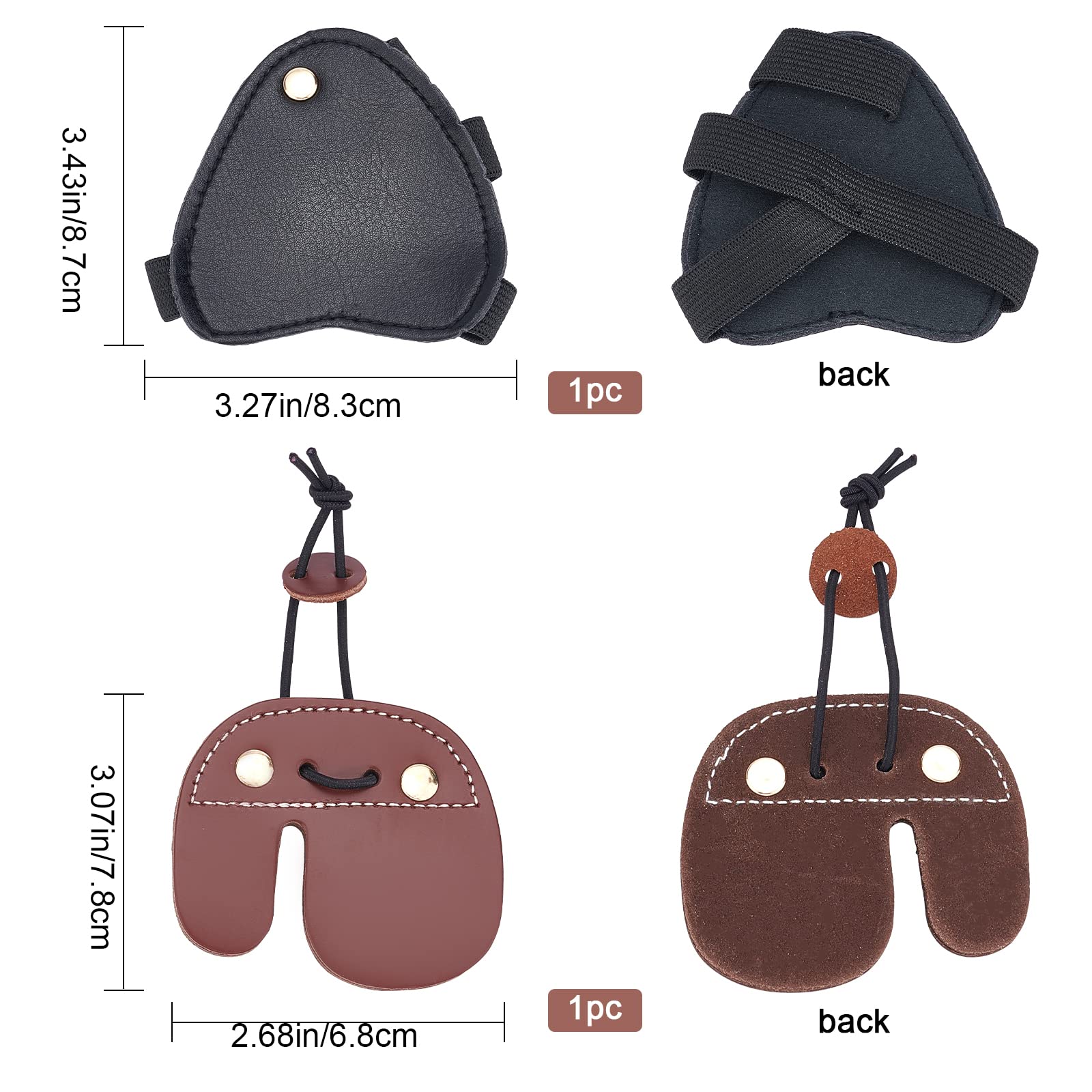 GORGECRAFT 2PCS Leather Archery Finger Tabs Black Brown Fingers Protector Guard for Recurve Bows Shooting Practice Gear