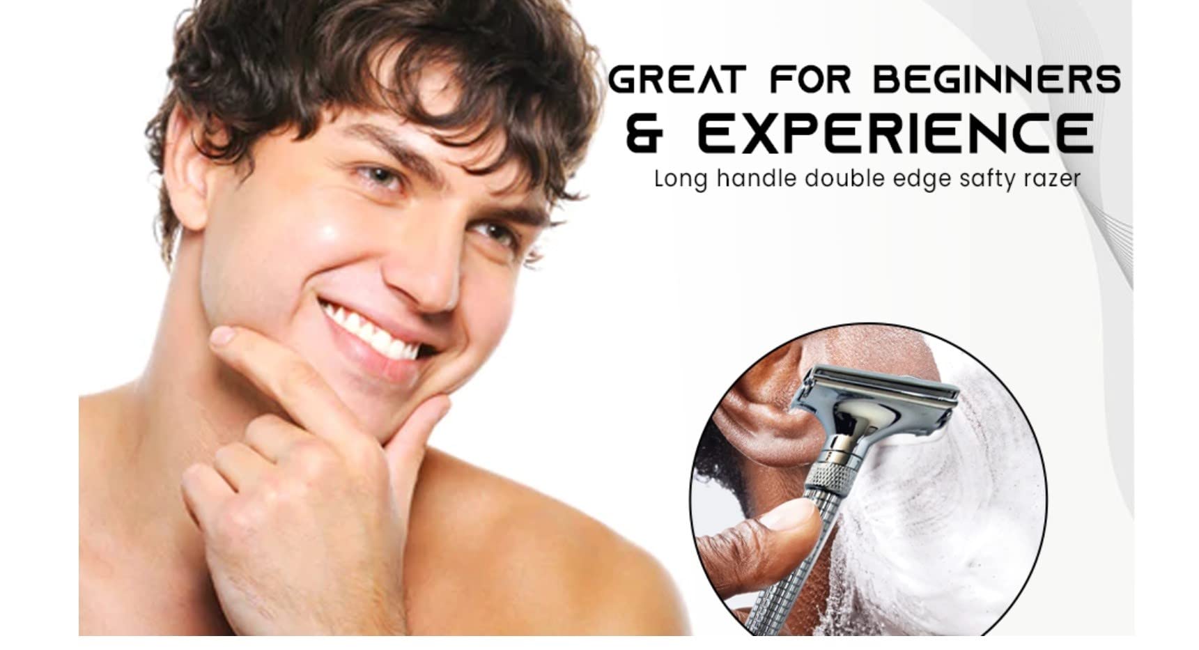 G.B.S Adjustable DE Butterfly Razor Stainless Steel Knurled Handle