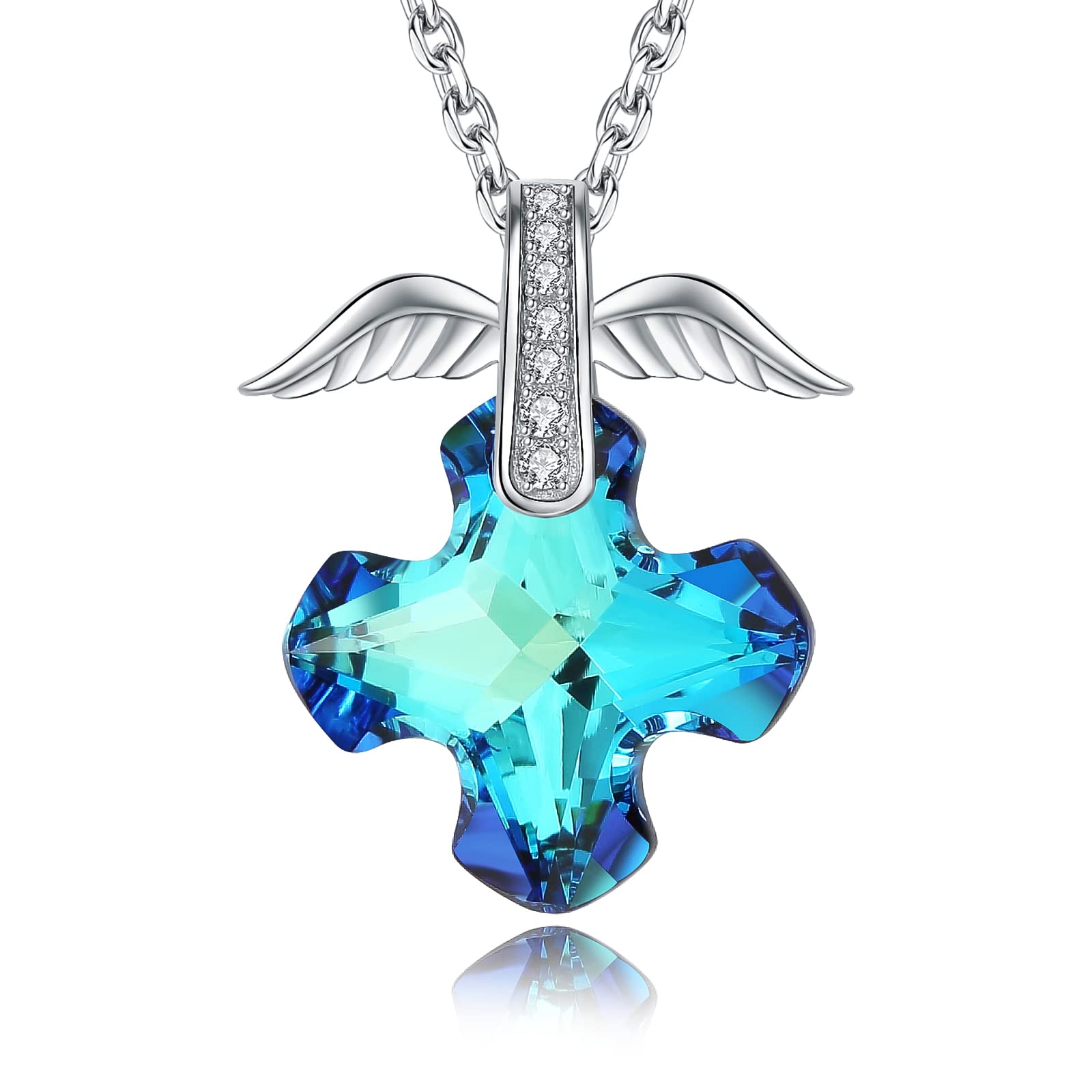 GUYOICHT 925 Sterling Silver Cubic Zirconia Cross Pendant Necklace for Women (style 7)