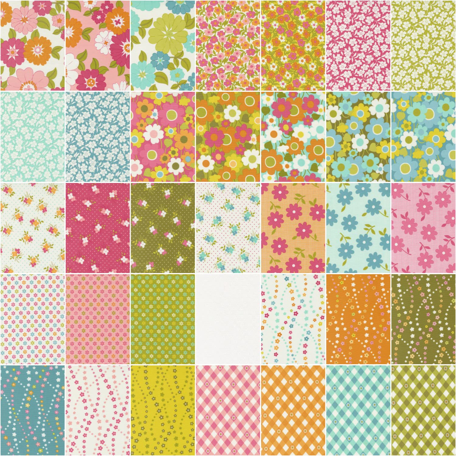 Flower Power Charm Pack by Maureen McCormick; 42-5" Precut Fabric Quilt Squares