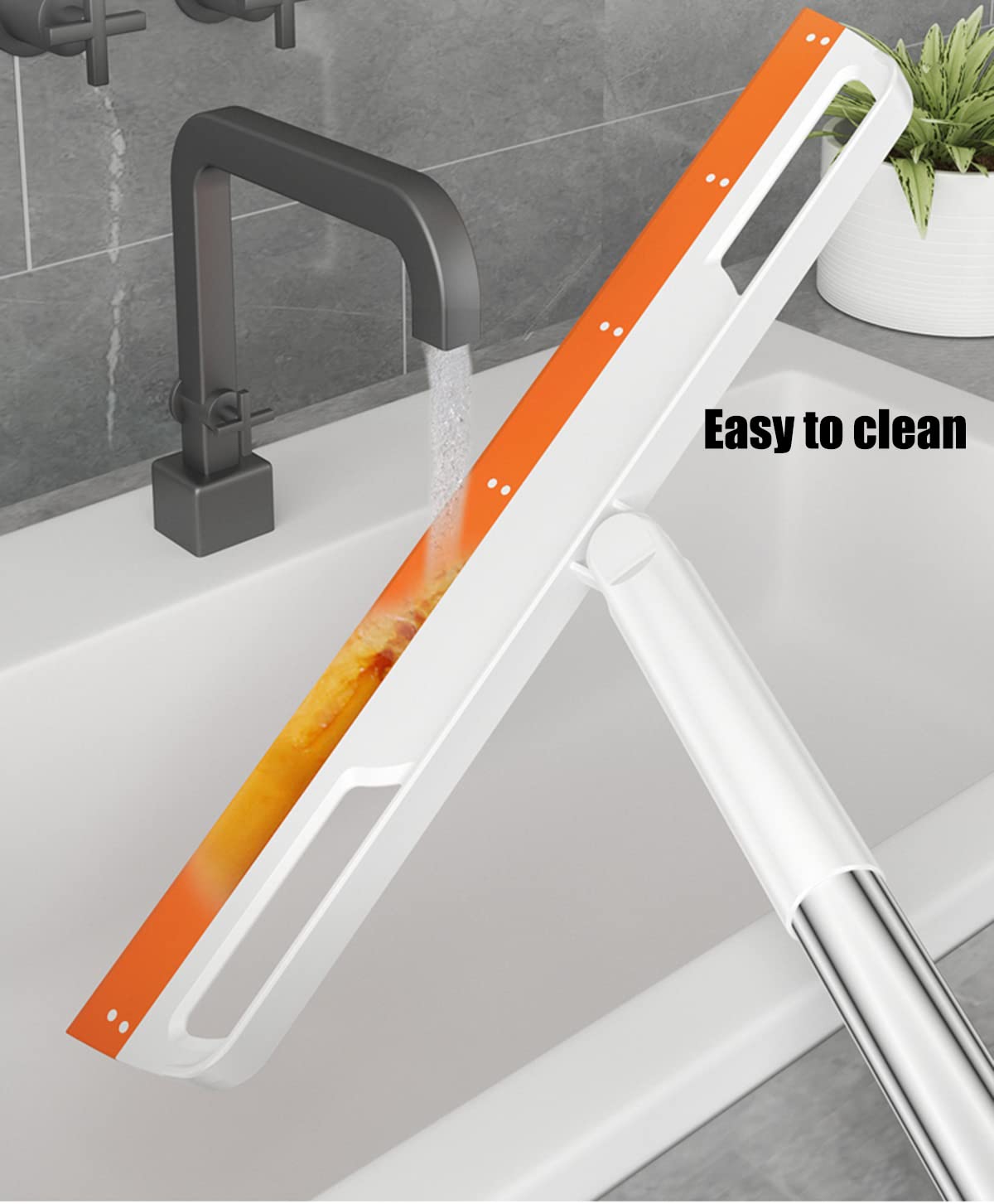 Multifunction Magic Broom Silicone Broom Rubber Floor Squeegee Broom Sweeper Wiper with 4-in-1 Long Handle，Especial Suitable for Flat Floor Pet Hair Remover, Bathroom, Glass, Windows Cleaning