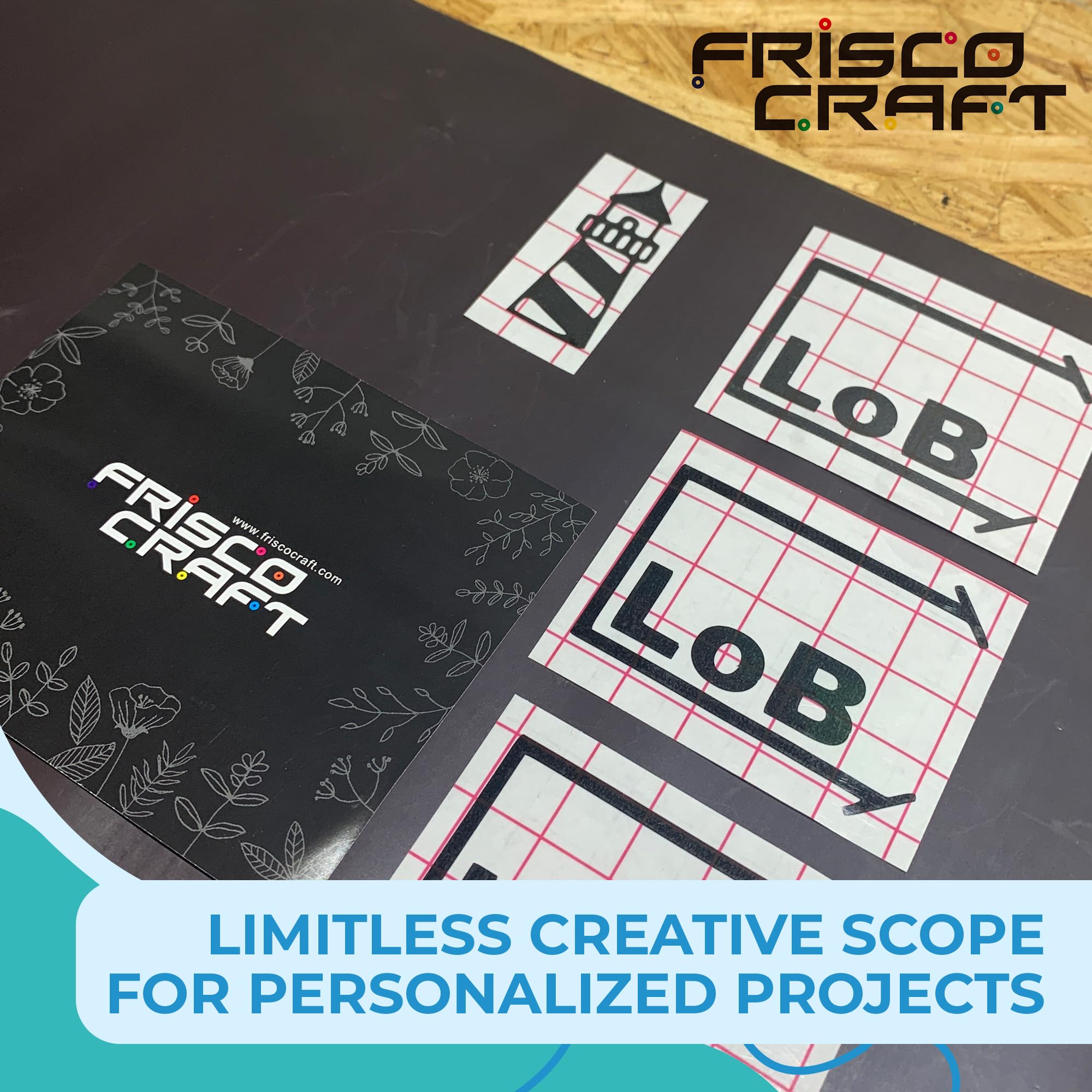 Frisco Craft Matte Black Permanent Vinyl - Black Vinyl Roll - Permanent Outdoor Vinyl, Water & Weather-Resistant with Siliconized Backing - Adhesive Vinyl, Matte Black (24" x 30ft)
