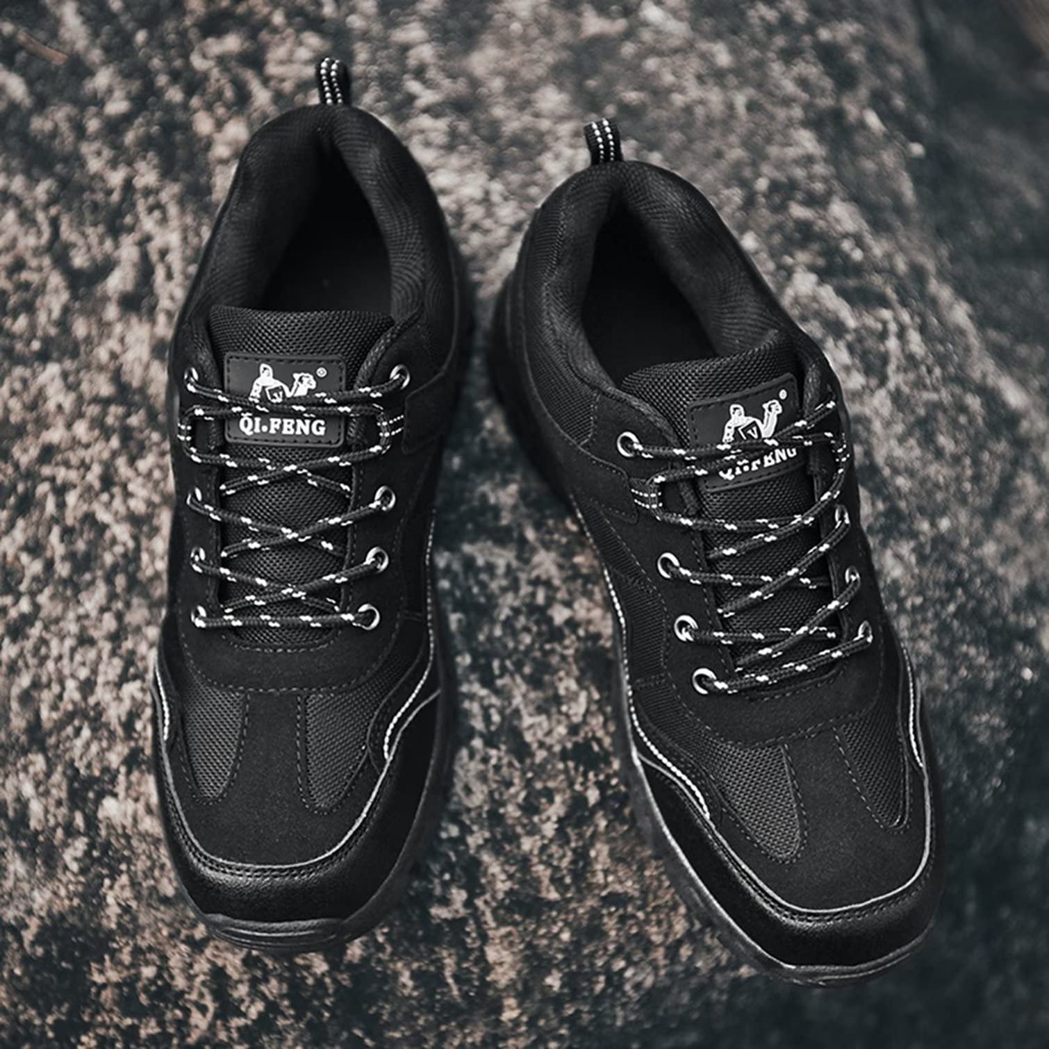 HARMOX Women's Men's Hiking Boot Comfortable Hiking Boots Men Waterproof Lightweight Black