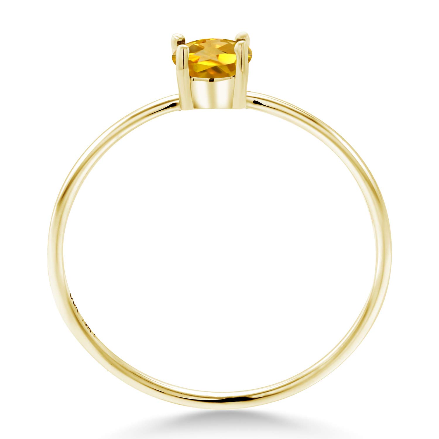 Gem Stone King 10K Yellow Gold 6X4MM Oval Gemstone Birthstone Engagement Ring | Solitaire Wedding Engagement Anniversary Promise Gold Ring For Women