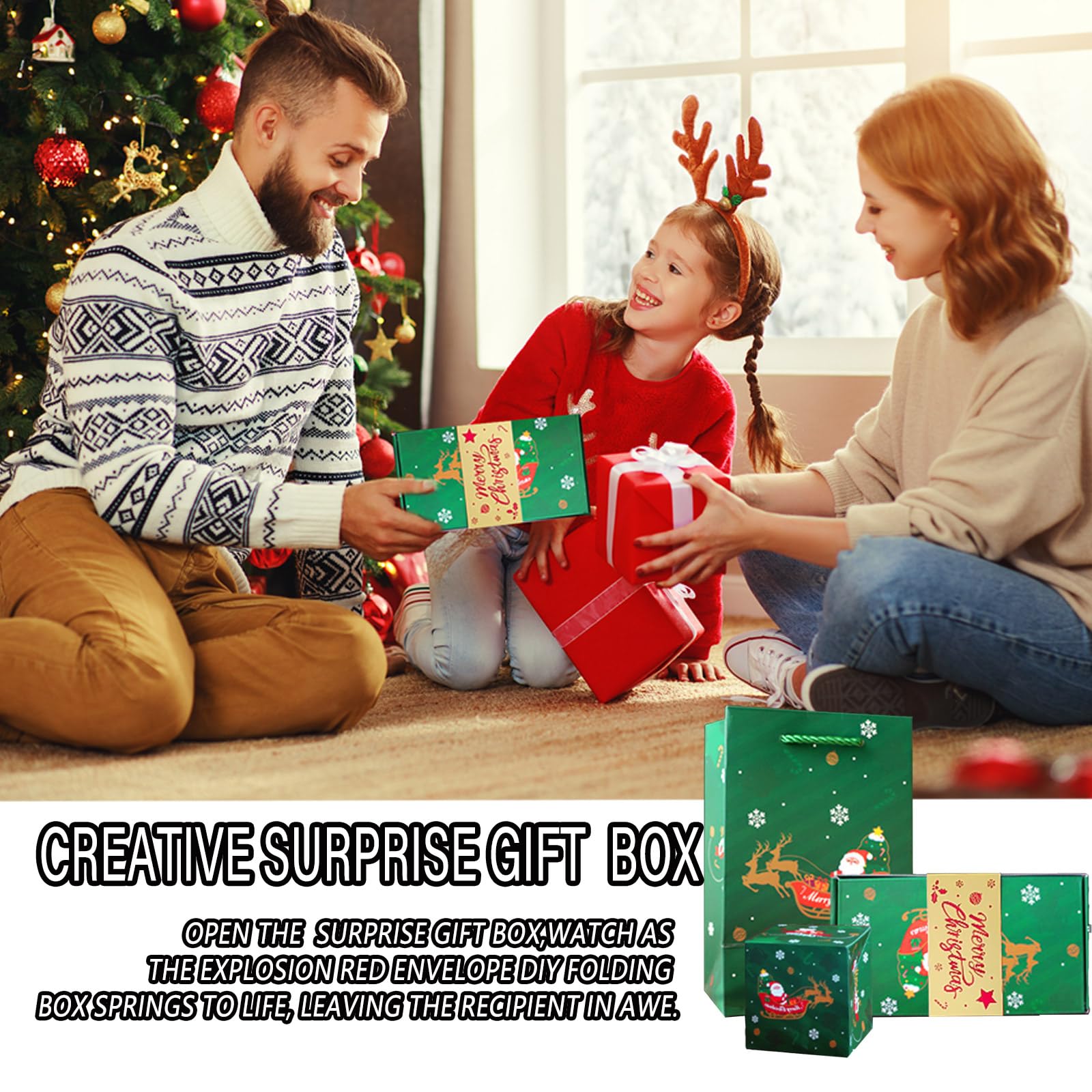 TERFISE Surprise Box Gift Box For Money,Surprise Gift Box Explosion Christmas,Folding Pop Out Money Surprise Gift Box,Exploding Surprise Gift Box (Green,10pcs)