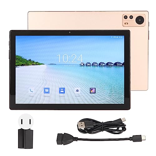 HEEPDD 10.1 Inch Tablet, 100-240V 2GB RAM 32GB ROM Tablet PC 2.4G 5G WiFi Front 5MP Rear 13MP 1280x800 Resolution Multifunction for 8.1 for Reading (Gold)