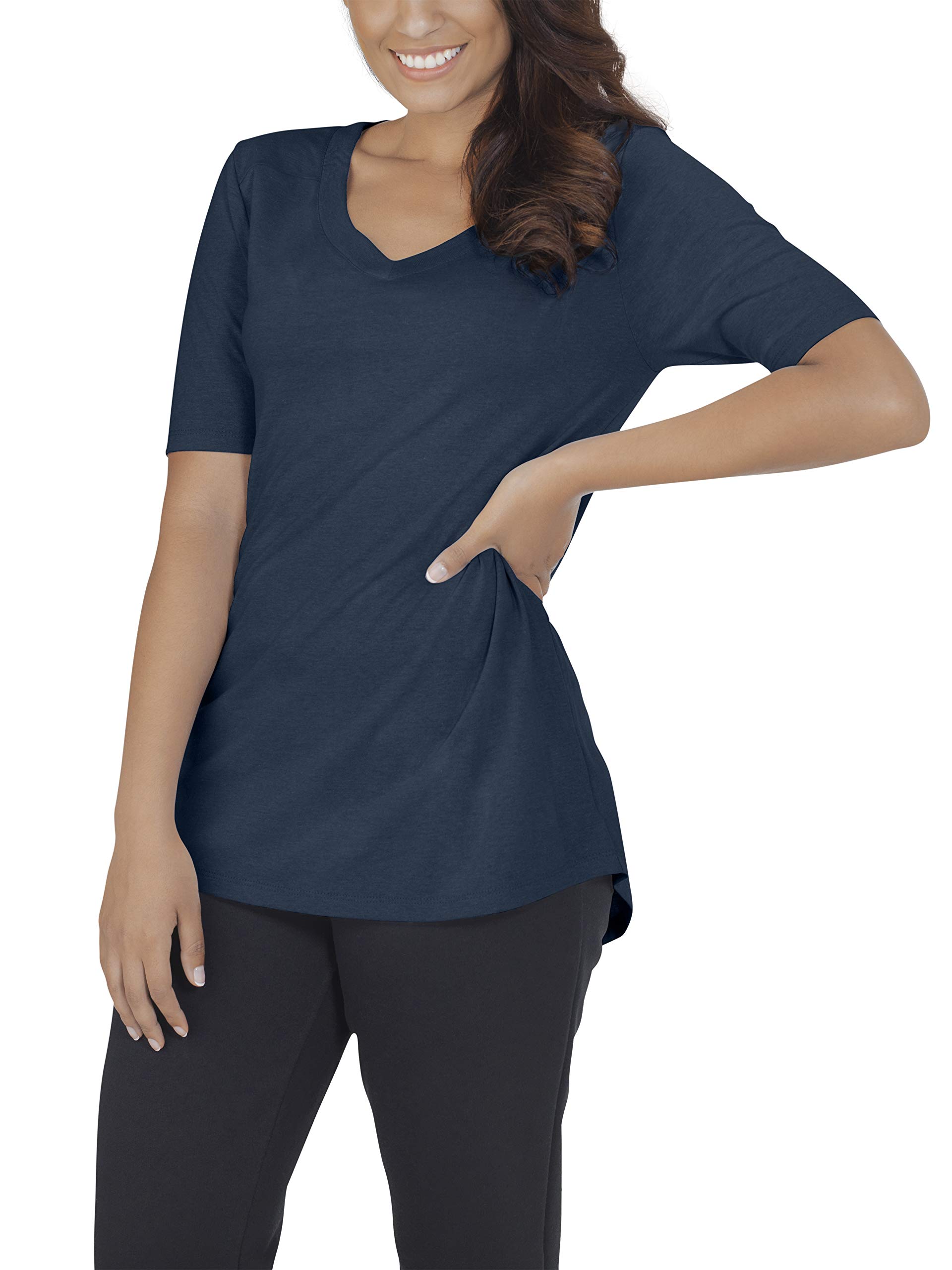 Fruit of the Loom Women's Crafted Comfort Sweatshirts, Pants, & Tri-Blend Tees, Blue Heather, Large