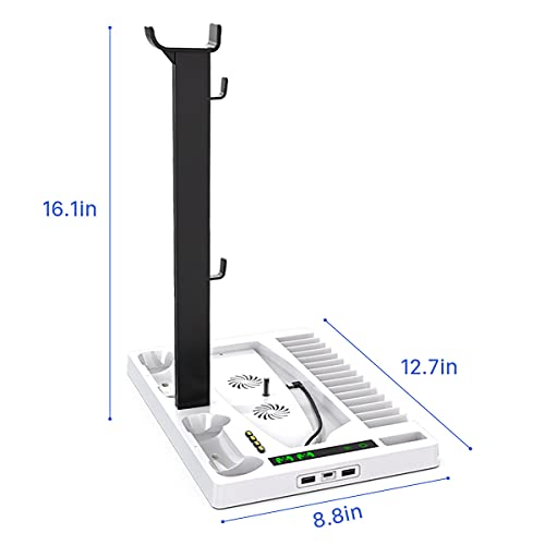 Geliebt Lynn PS5 Cooling Stand with Fast PS5 Controller Charger, White
