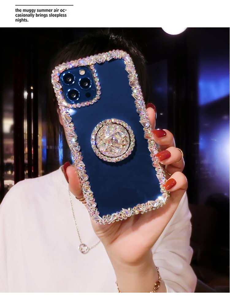 redecarie for Galaxy Note 10 Plus Case,Luxury Bling Glitter Diamond Ring Holder Kickstand Sparkle Crystal Rhinestone Women Girls Kids Clear Protective Phone Cover for Samsung Galaxy Note 10 Plus