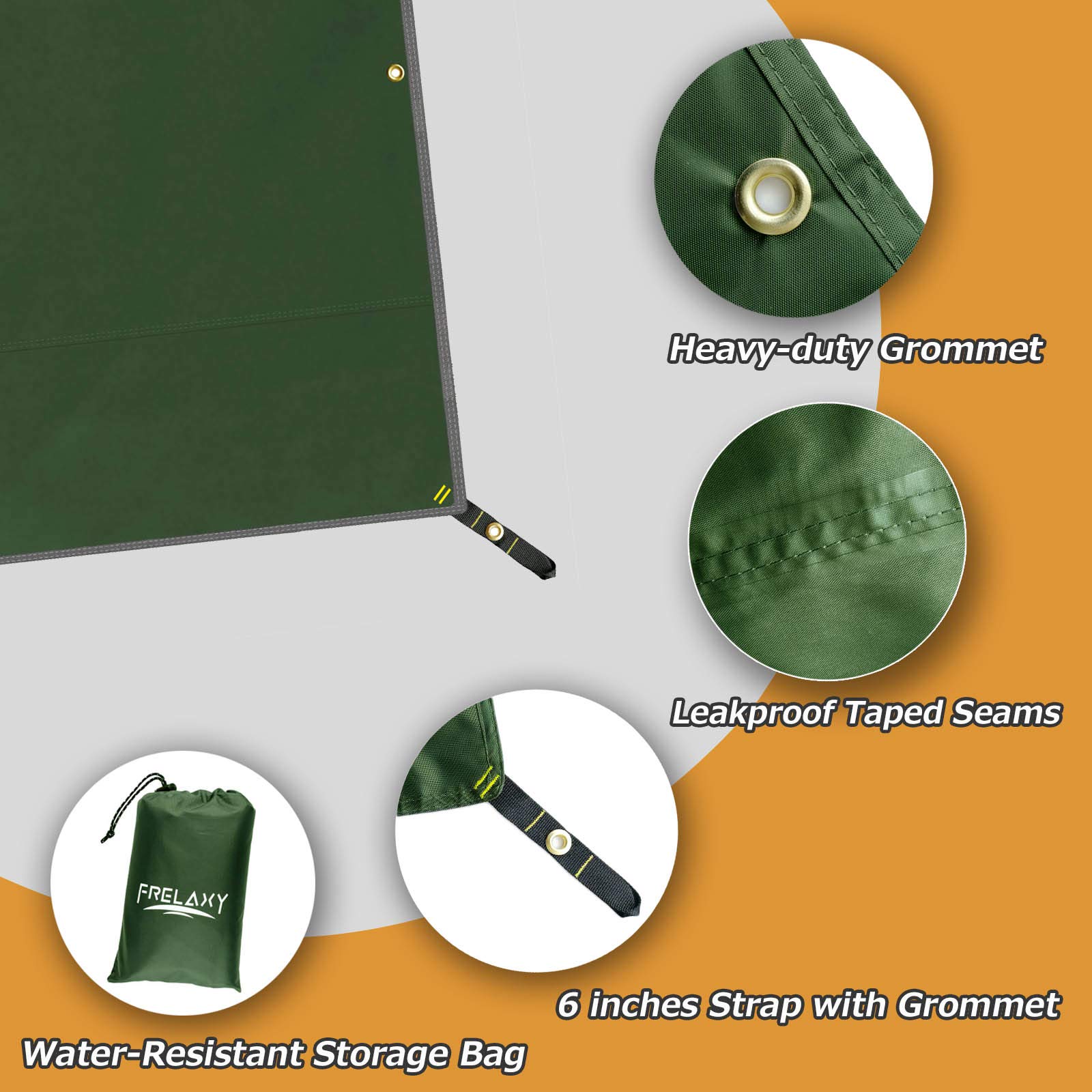 Frelaxy Tent Footprint, Waterproof Camping Tarp, High-Density Tent Tarp with PU3000mm Waterproofing for Hiking, Camping, Backpacking, Outdoor